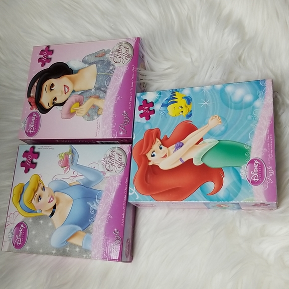 Games | Lot Of 3 Boxes Of Puzzles Disney Princesses | Poshmark